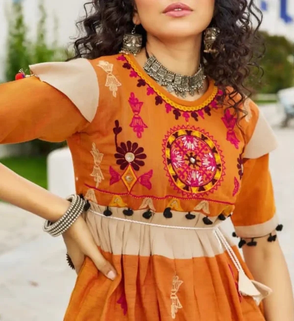 Women’s Dhoti Kurta for Navratra Garba Kedia Kurti Artful Mustard